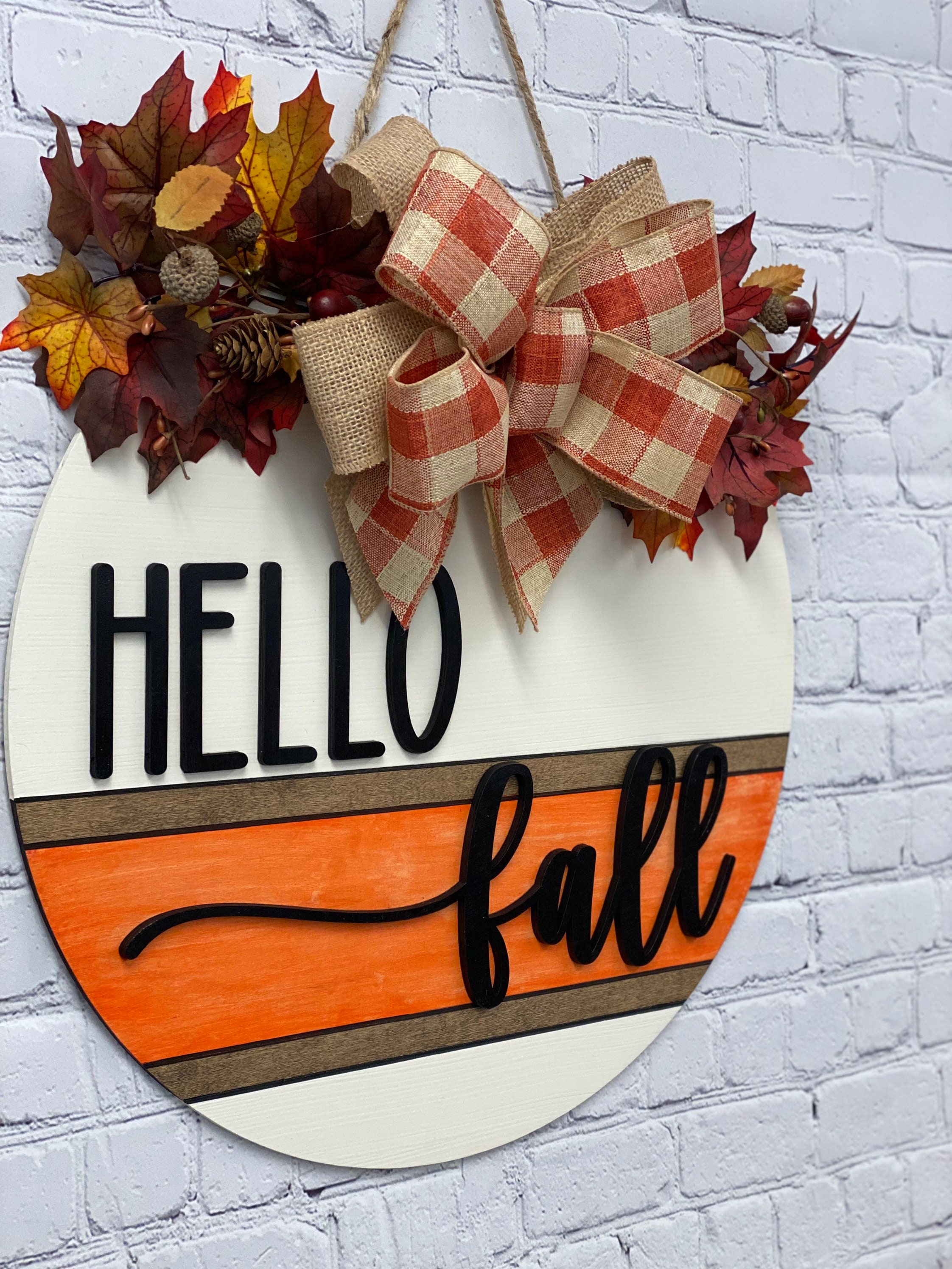 Hello Fall Door Hanger Fall Door Hanger Door Wreath | Etsy