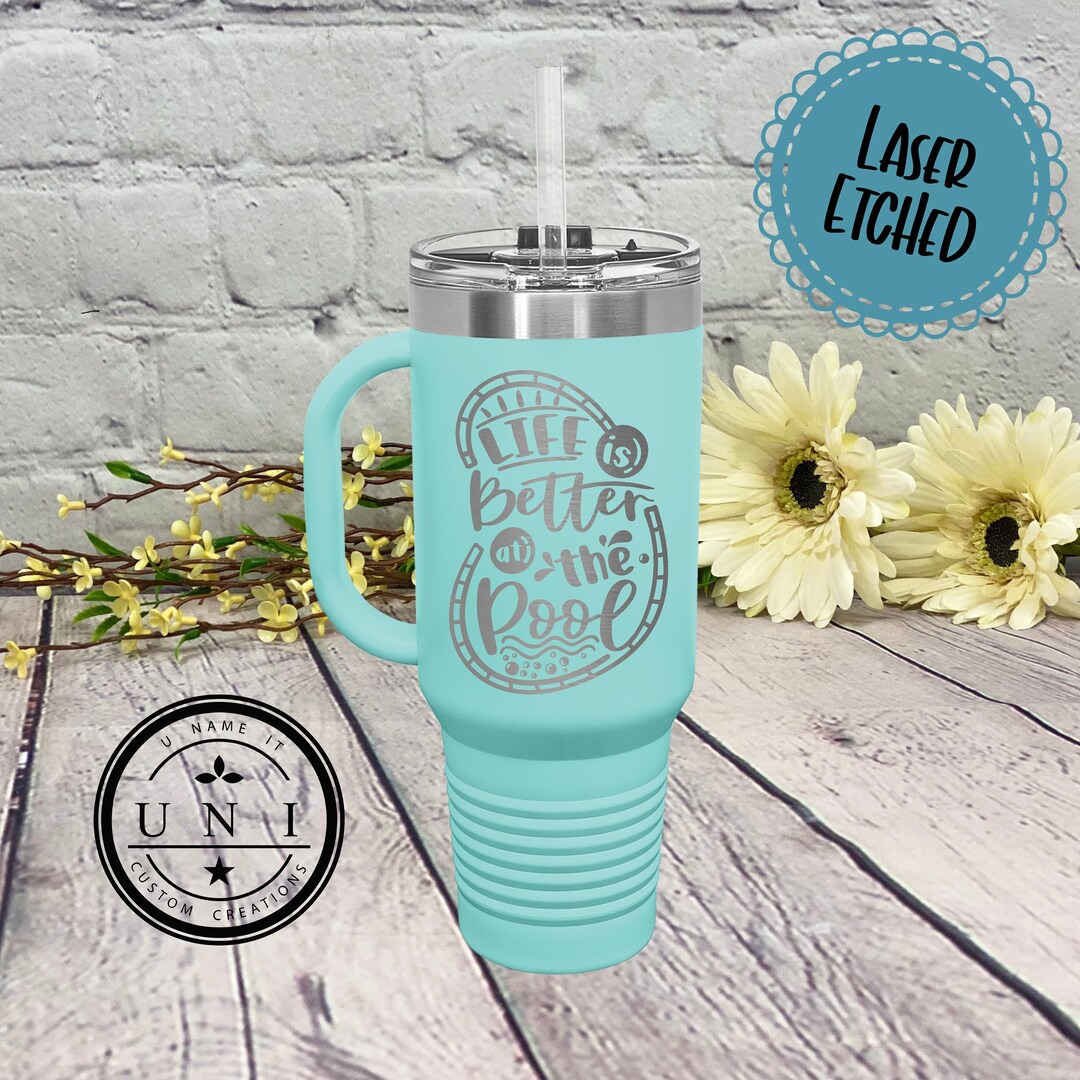 Life is Better at the Pool 40oz Handle Mug Polar Camel Tumbler, Pool ...