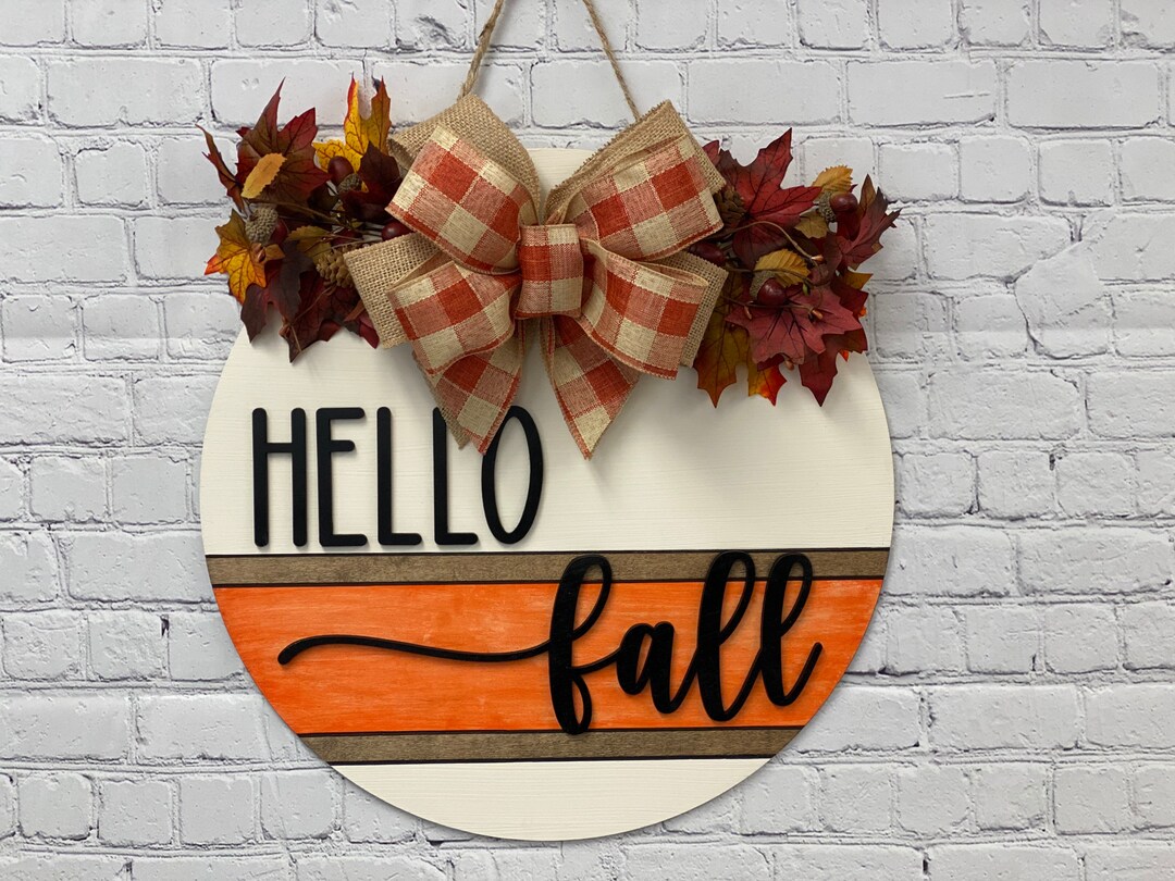 Hello Fall Door Hanger Fall Door Hanger Door Wreath - Etsy