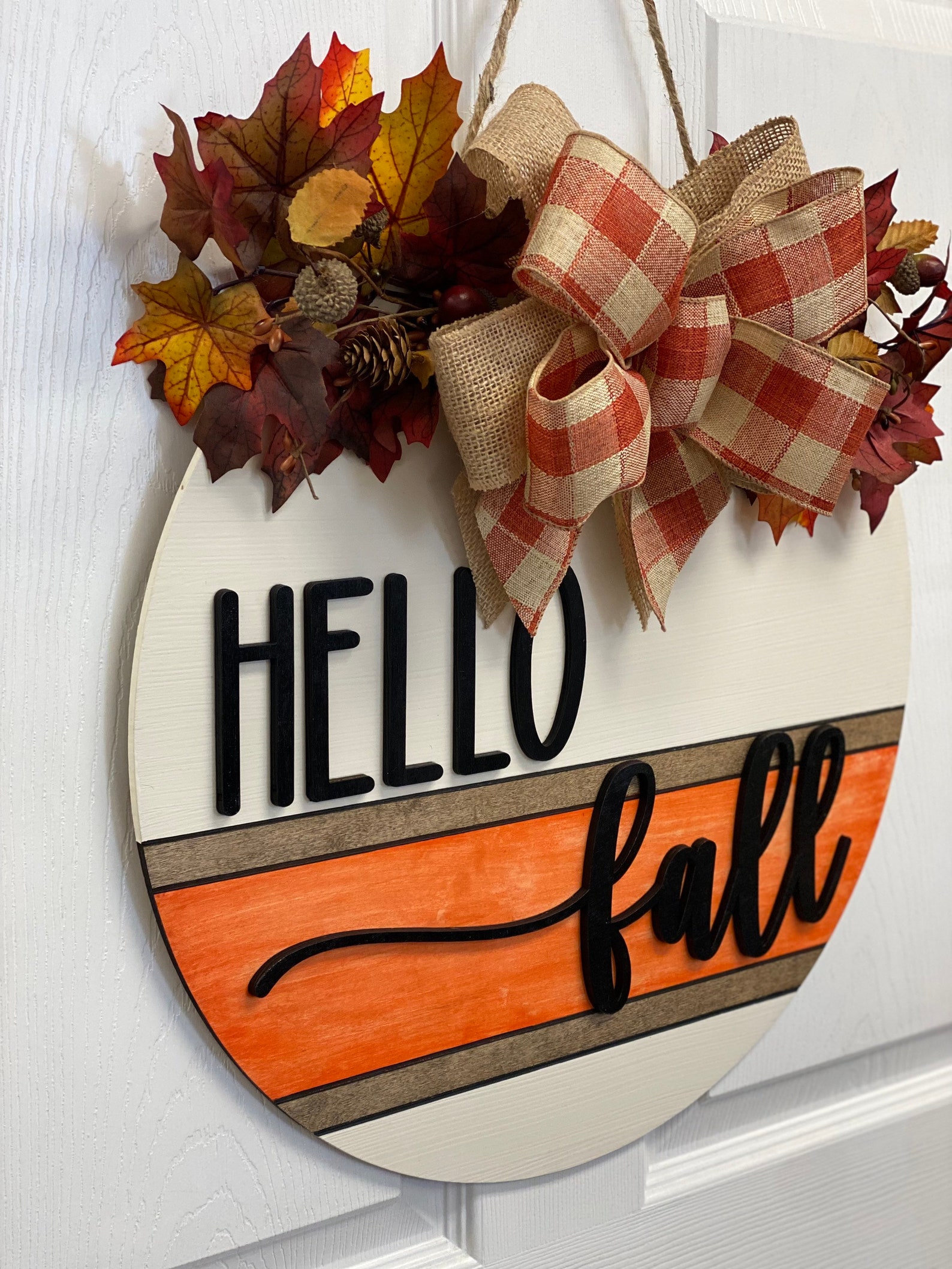 Hello Fall Door Hanger Fall Door Hanger Door Wreath | Etsy