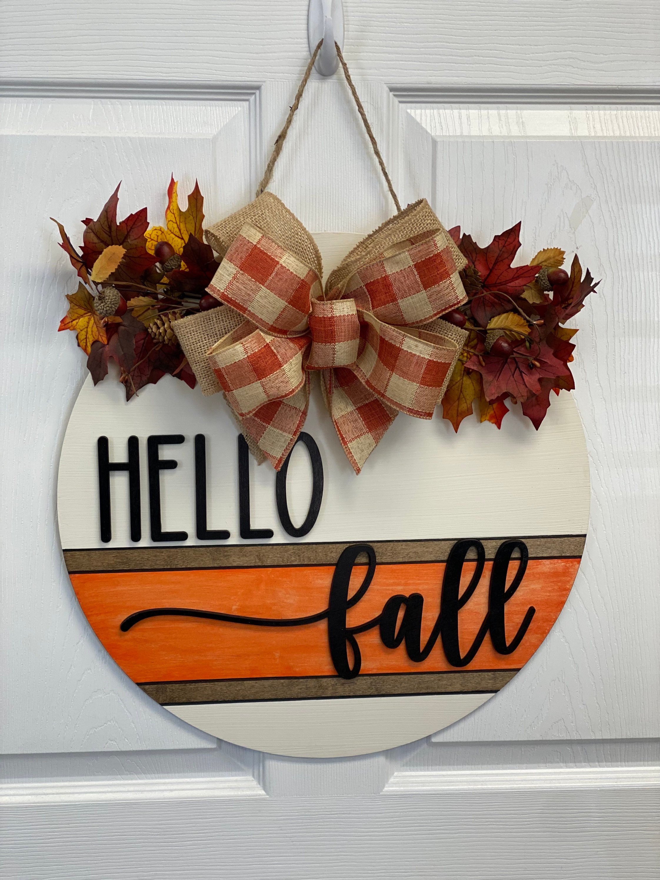 Hello Fall Door Hanger Fall Door Hanger Door Wreath | Etsy