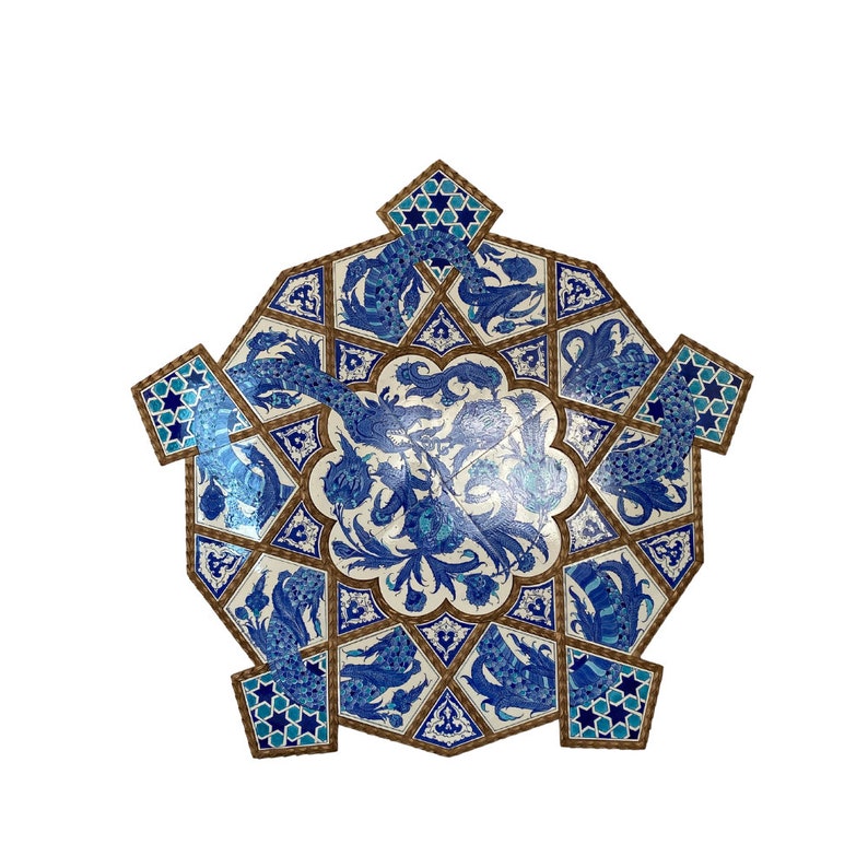 Handmade Blue Turkish Tile Wall Panel 120 Cm - Etsy