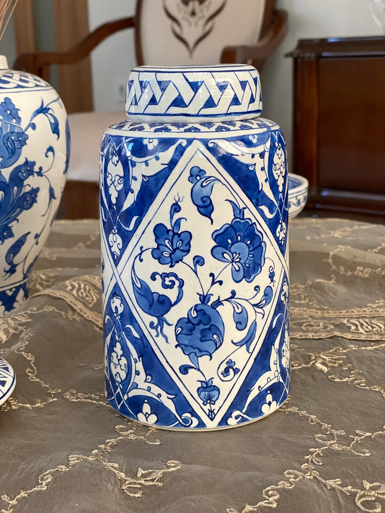 Handmade Blue Turkish Tile Cylinder Cube - Etsy