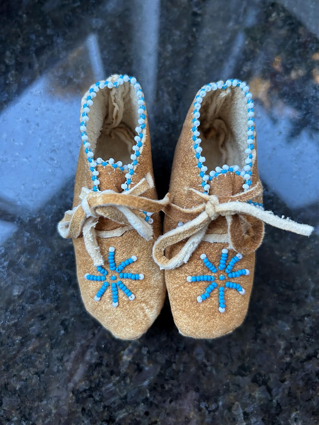 Vintage Native American Baby Moccasins Beaded Suede Navajo 4” Size 1 ...