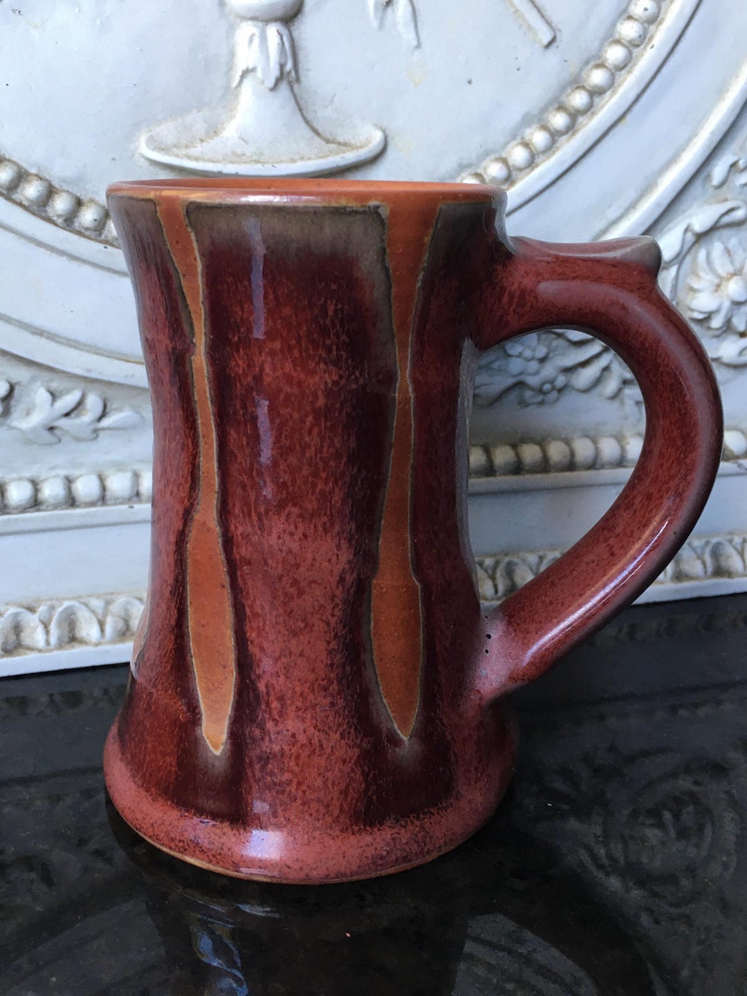 Vintage Red Clay Dripware Mug MCM Art Pottery Signed SP 1960’s ...