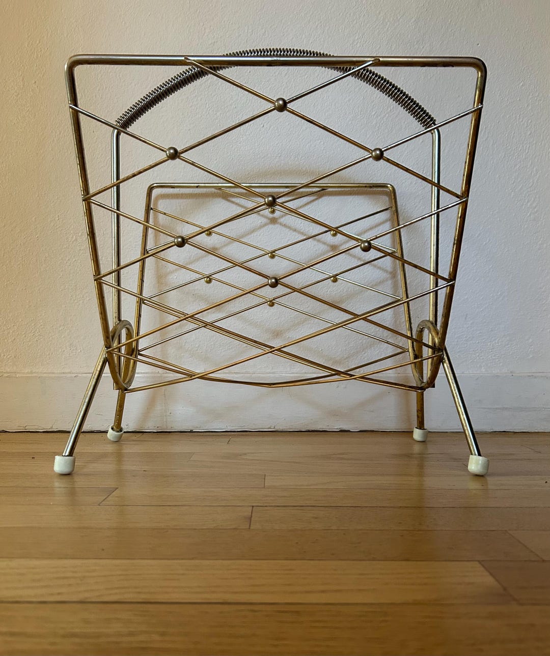 Vintage Metal Magazine Rack MCM Atomic Record Album Holder 1960’s ...