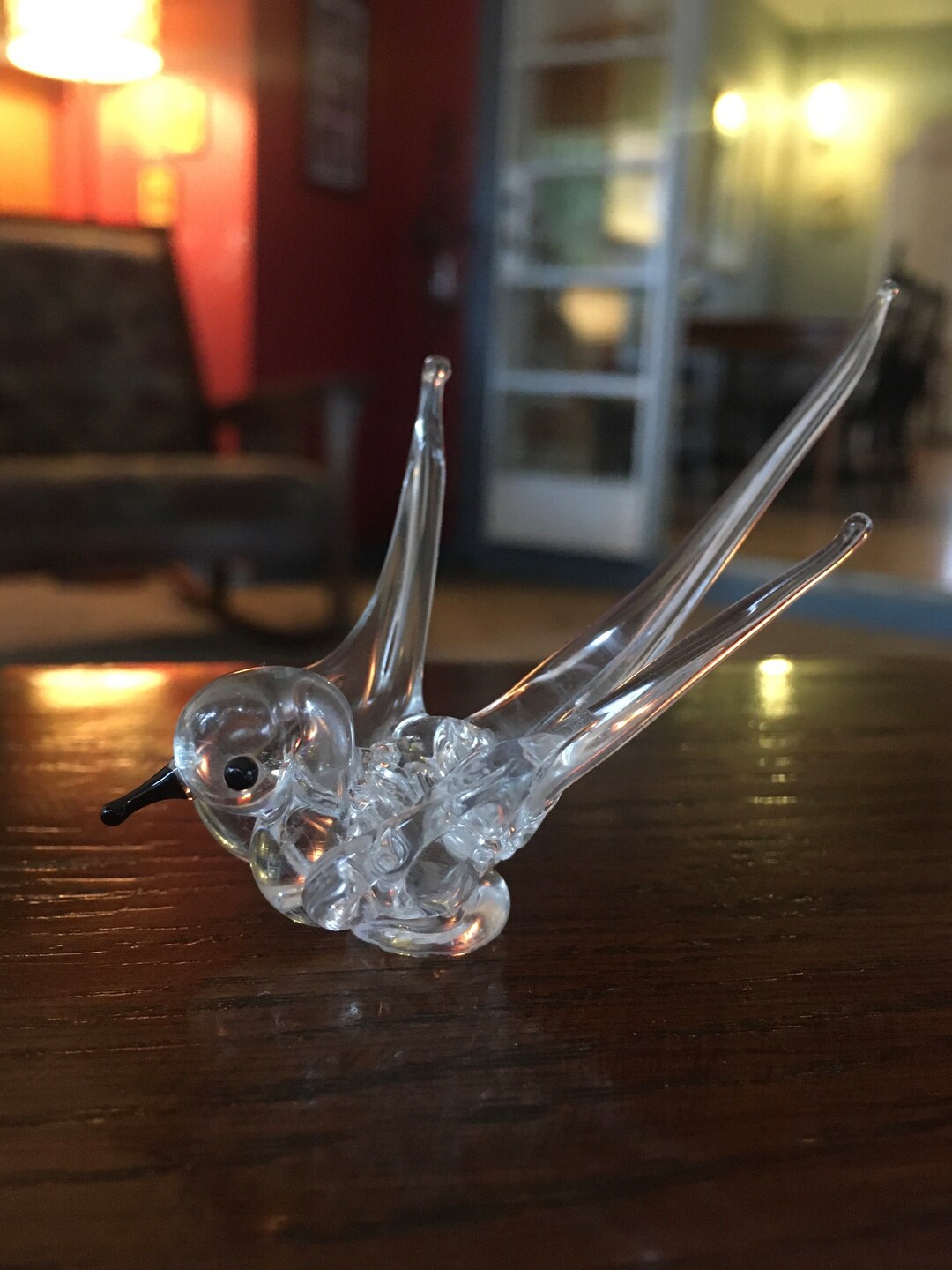 Vintage Glass Bird Blown Glass Art Lampwork Long Tailed Clear Glass ...