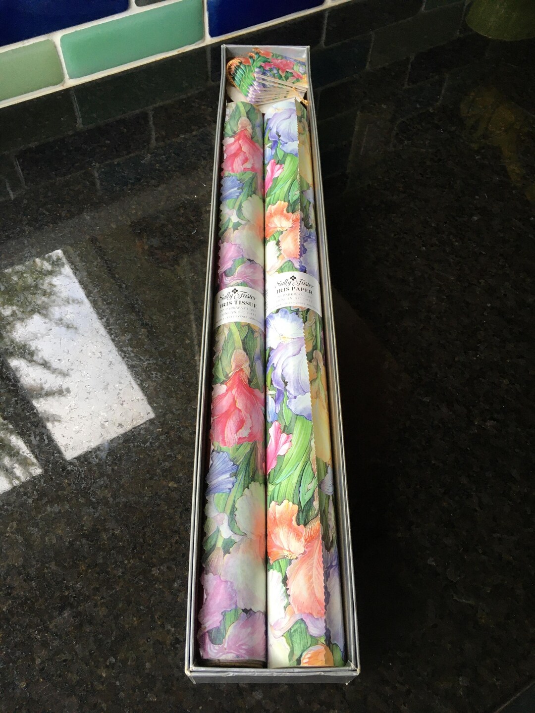 Vintage New Sally Foster Iris Paper Tissue Ribbon 8 Tags 1990’s ...