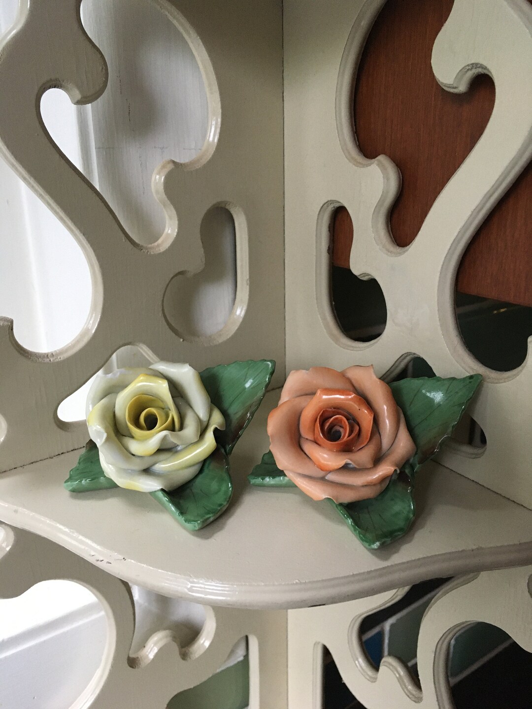 Antique Herend Porcelain Rose Set of 2 Vintage Open Roses Hungary 1920s ...