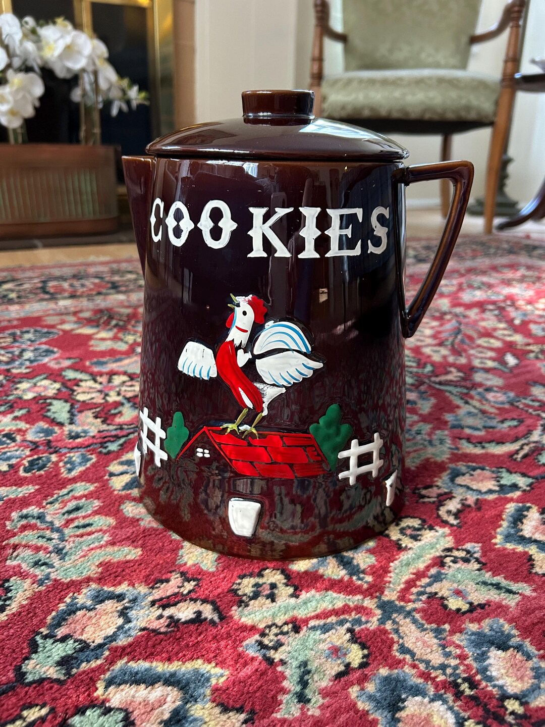 Vintage Cookie Jar Rooster Teapot Country Kitchen Cabin Decor 1950’s ...