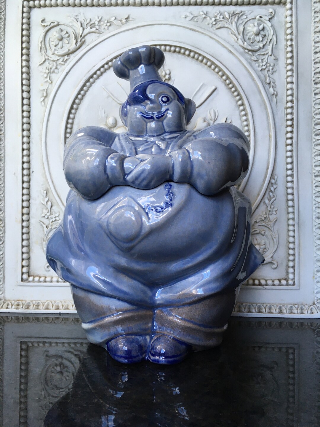 Vintage Red Wing Cookie Jar Chef Pierre Blue Pottery 1940s Excellent - Etsy