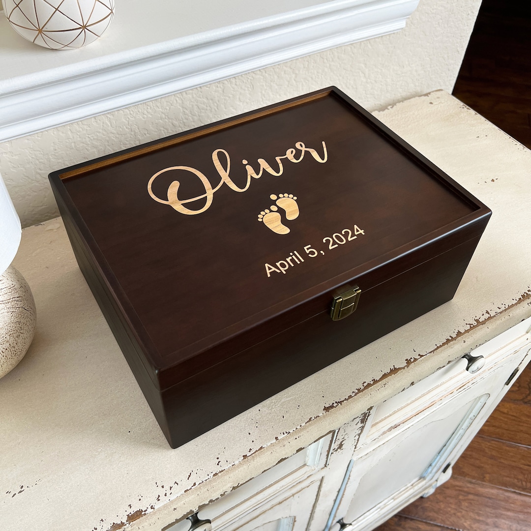 Personalized Baby Keepsake Box, Baby Memory Box, Baby Wooden Box, New ...