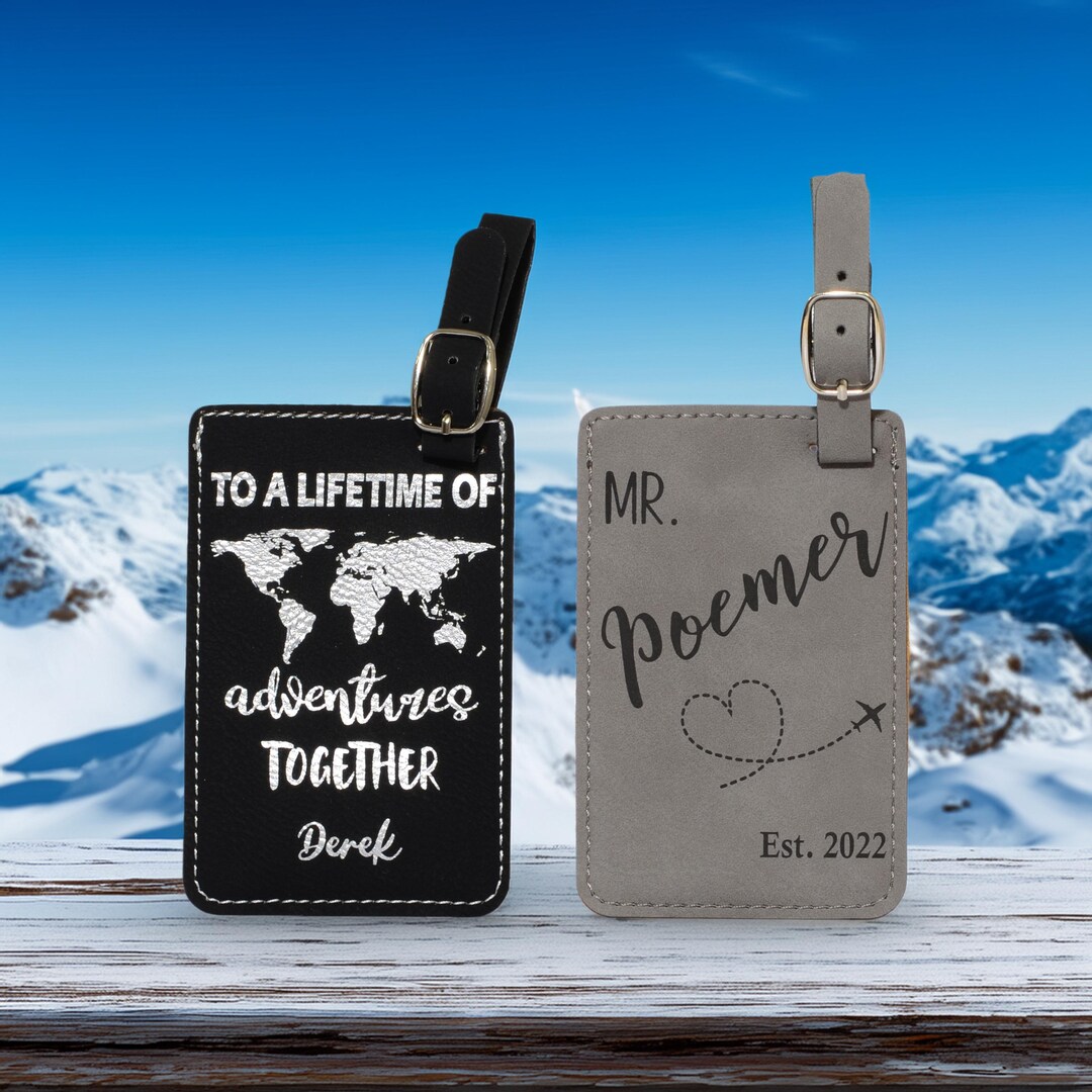 Personalized Couples Luggage Tags, Vegan Leather Mr and Mrs Newlywed ...