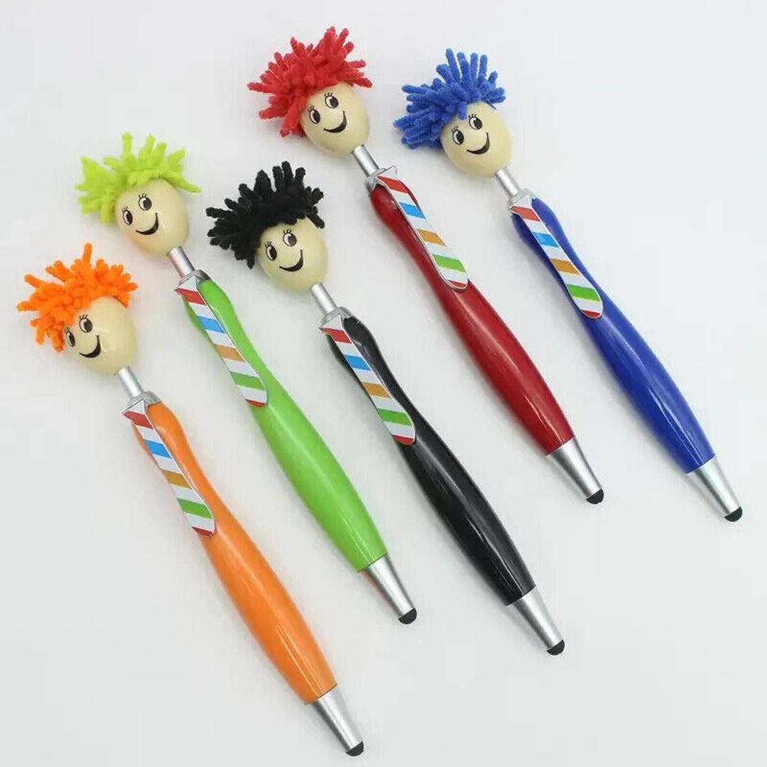 5PCS Mop Head Pen Set, Funny Ballpoint Pens, Kids or Adults Pen Set 5 ...