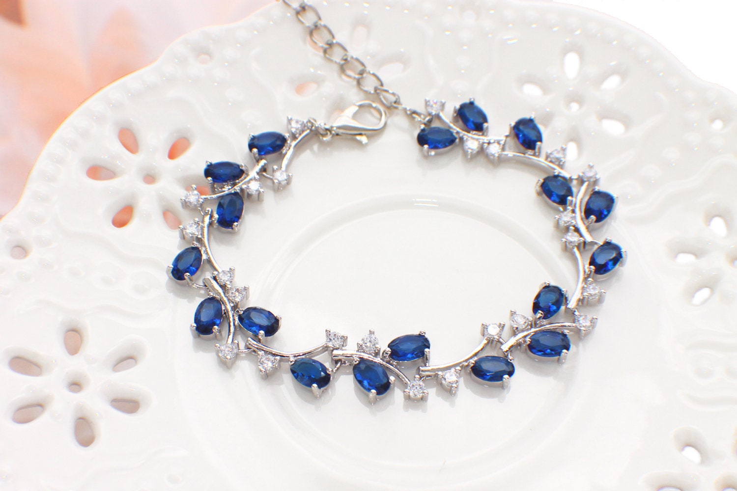 Blue Bridal Jewelry Sapphire Blue Bracelet Something Blue - Etsy UK