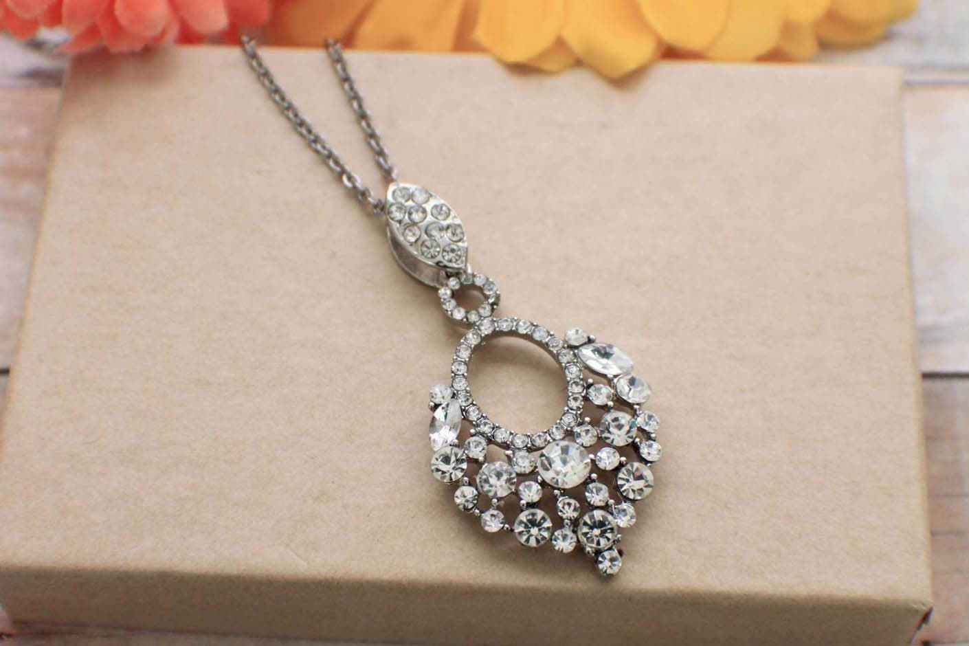 Rhinestone bridal necklace simple wedding necklace wedding | Etsy