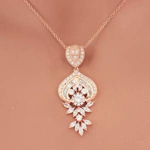 Rose Gold Necklace Set Wedding Accessories Bridesmaid - Etsy