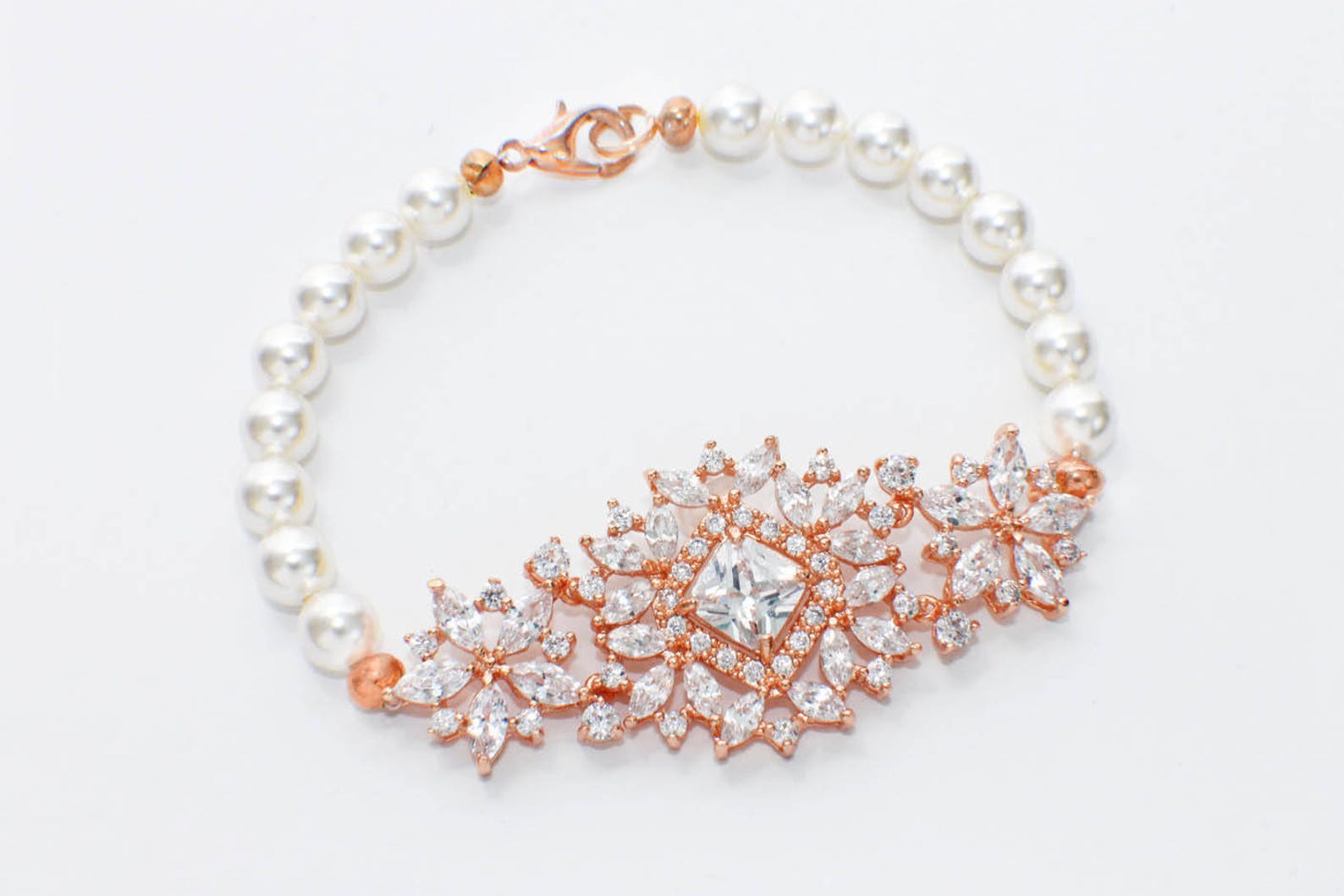 Gold Statement Bracelet Bridal Bracelet Crystal Wedding - Etsy