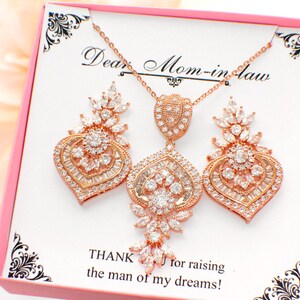 Rose Gold Necklace Set Wedding Accessories Bridesmaid - Etsy