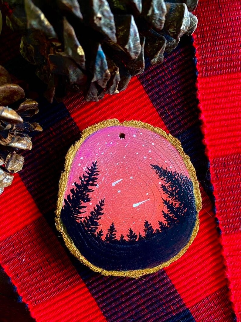 Hand Painted Wood Slice Ornament Custom Made to Order Forest - Etsy