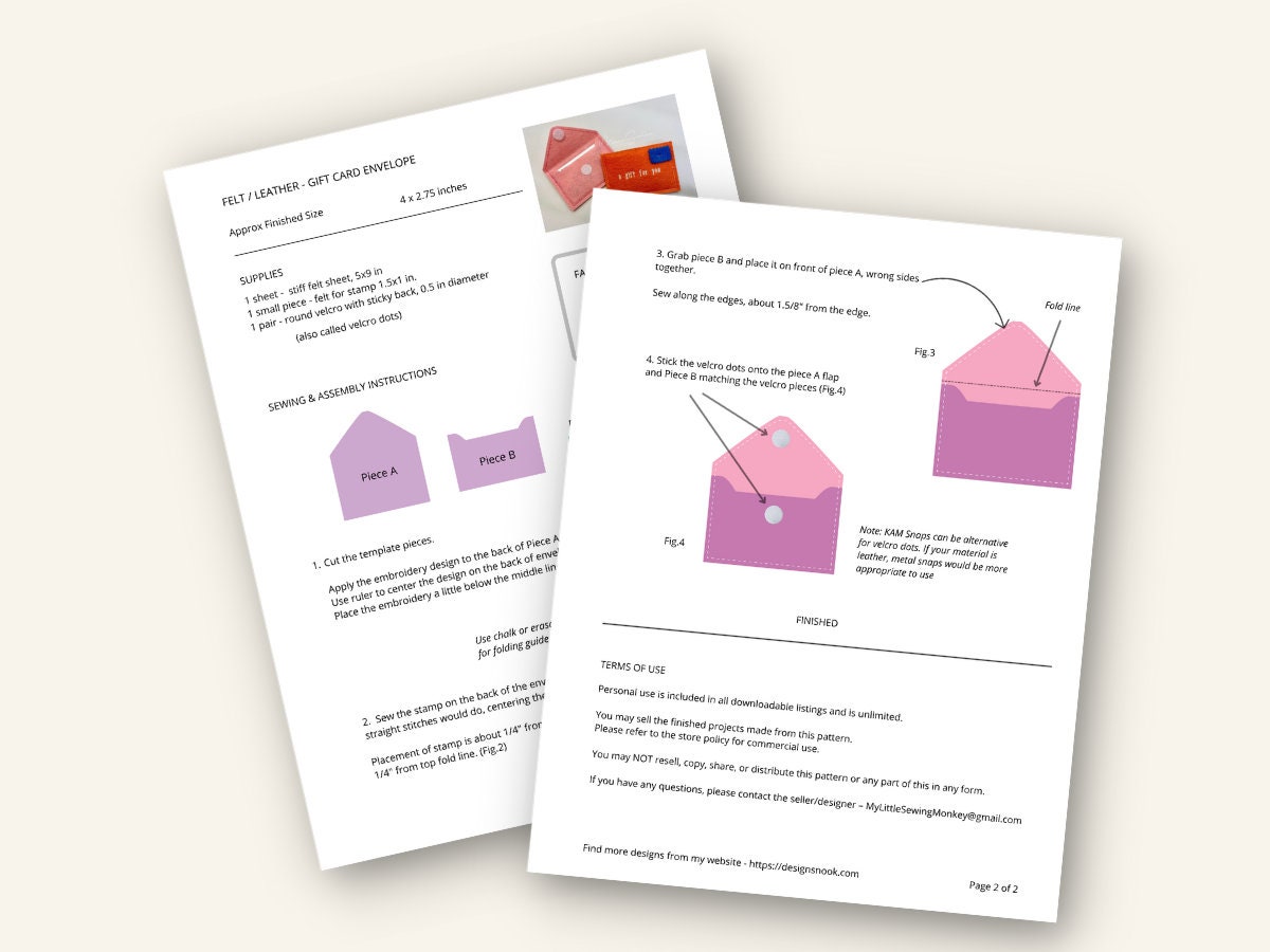 PDF Sewing Pattern - Gift Card Holder, Gift Card Envelope, Shopping ...