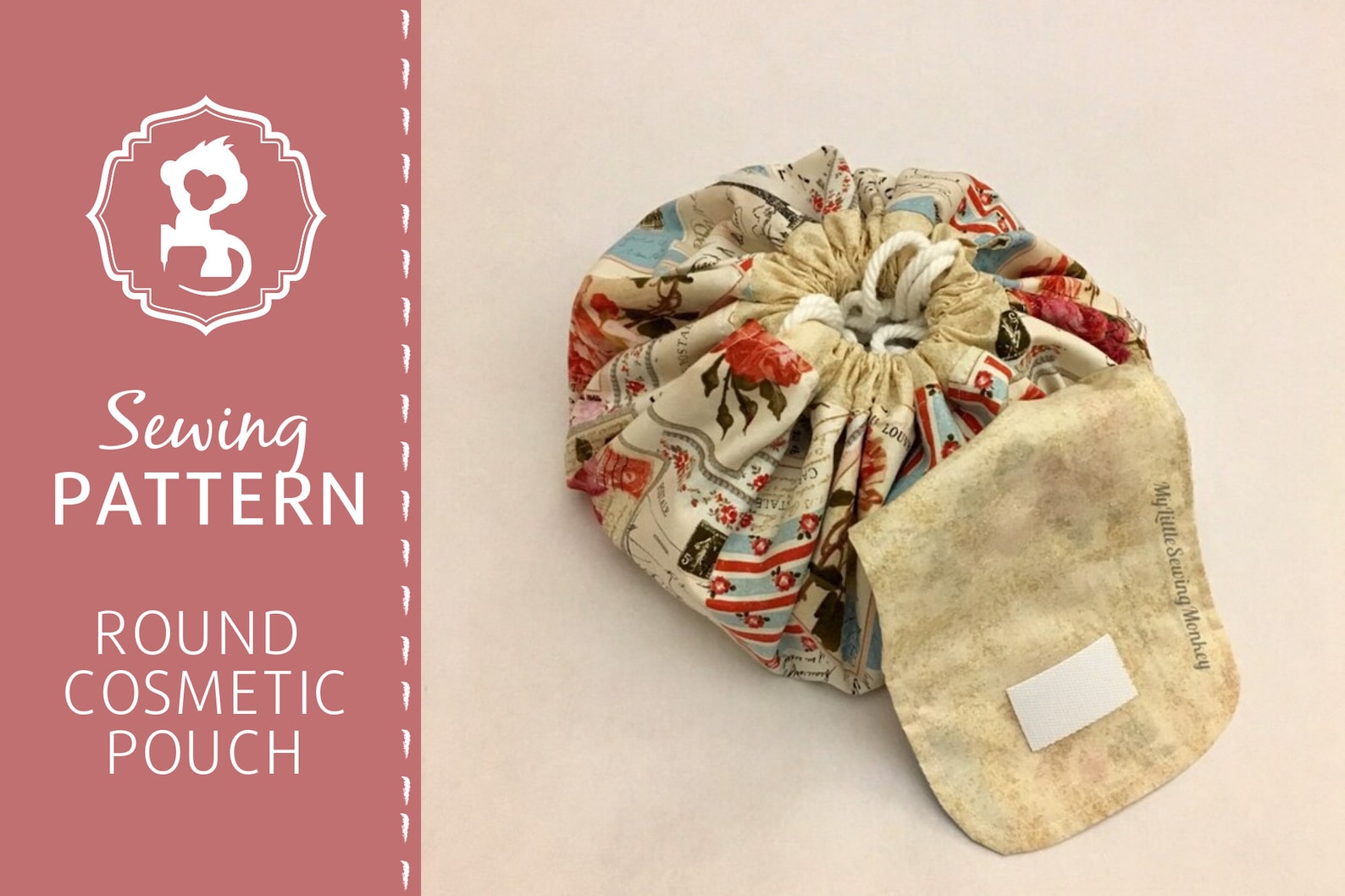 Round Cosmetic Pouch Sewing Pattern - DIY Cinch Bag (PDF Pattern ...
