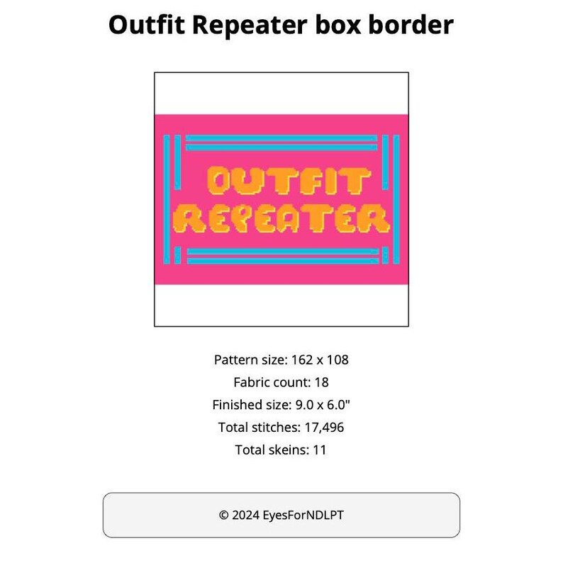 Lizzie Mcguire Outfit Repeater Needlepoint Cross Stitch Chart Digital ...