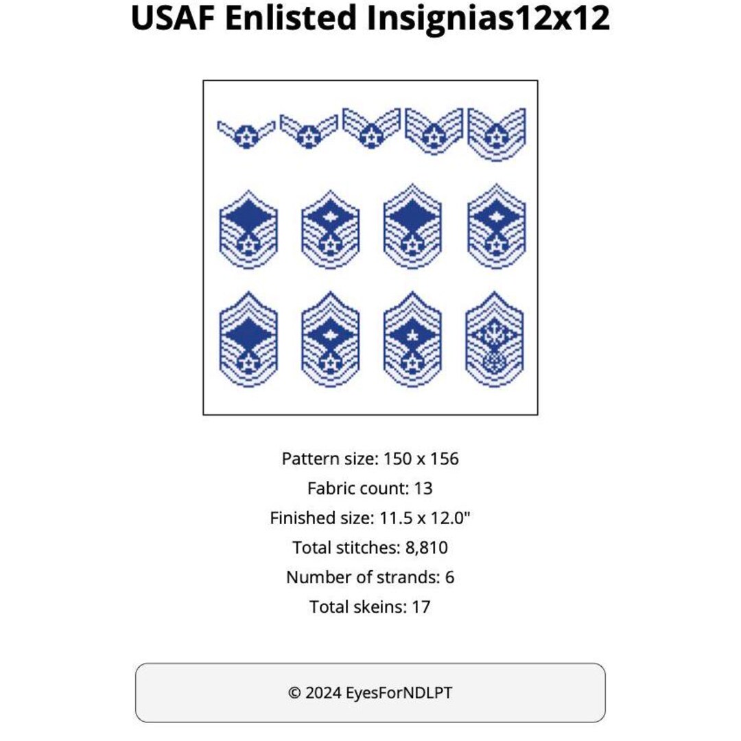 USAF Air Force Enlisted Member Airmen Insignias Needlepoint Cross ...
