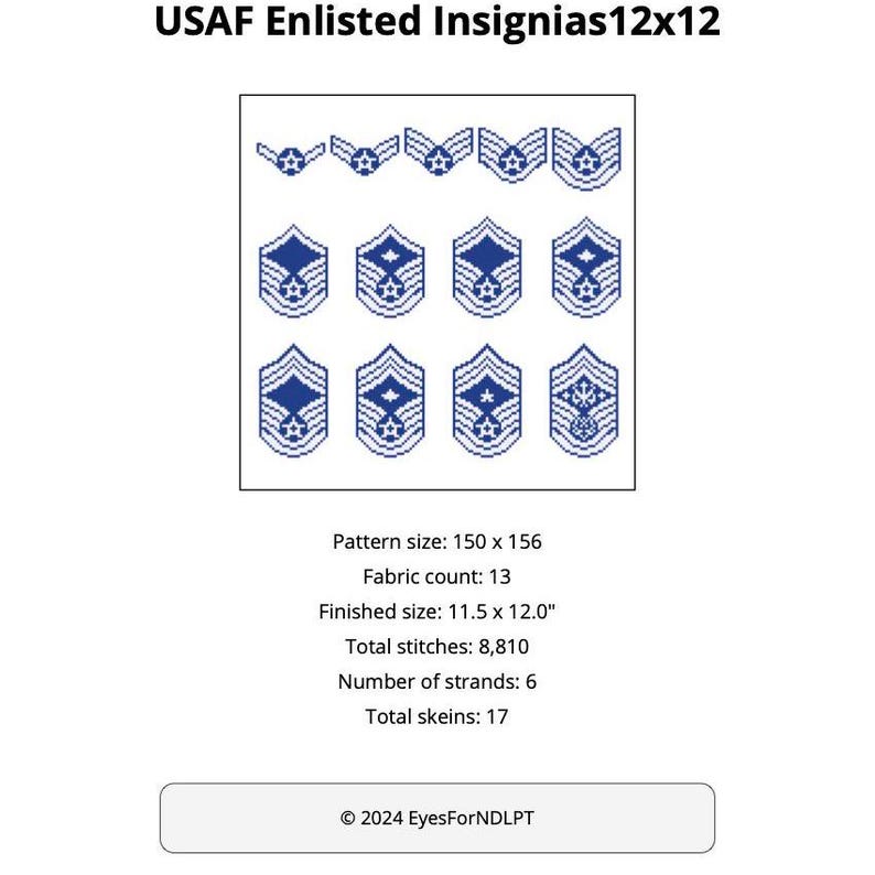 USAF Air Force Enlisted Member Airmen Insignias Needlepoint Cross ...