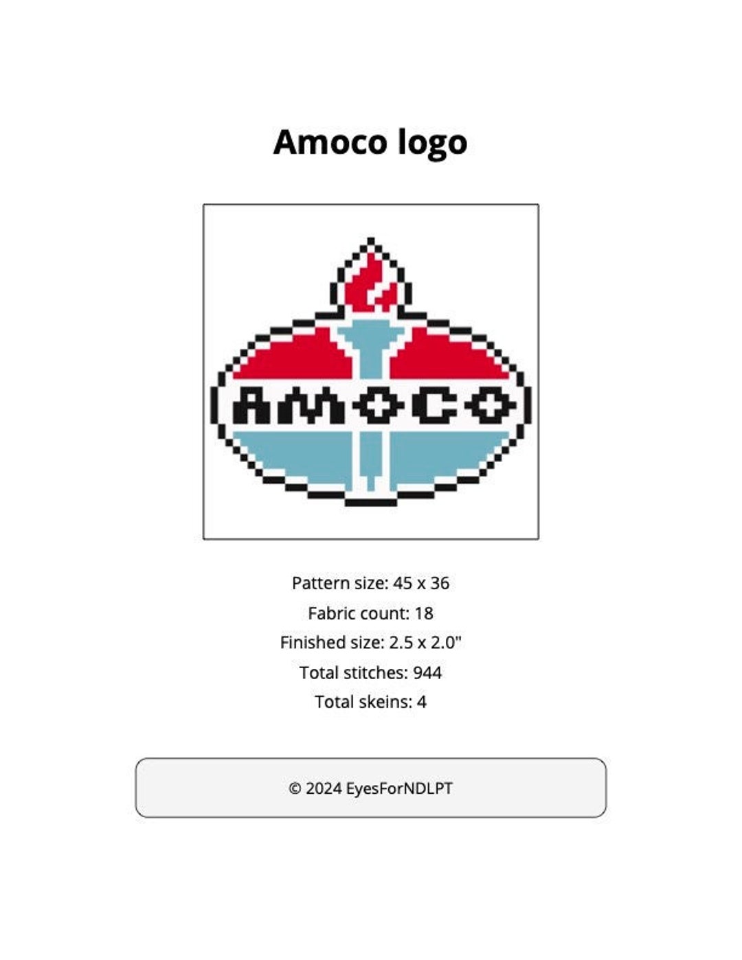 Defunct Gas Station Sign Amoco Needlepoint Chart Digital Download - Etsy