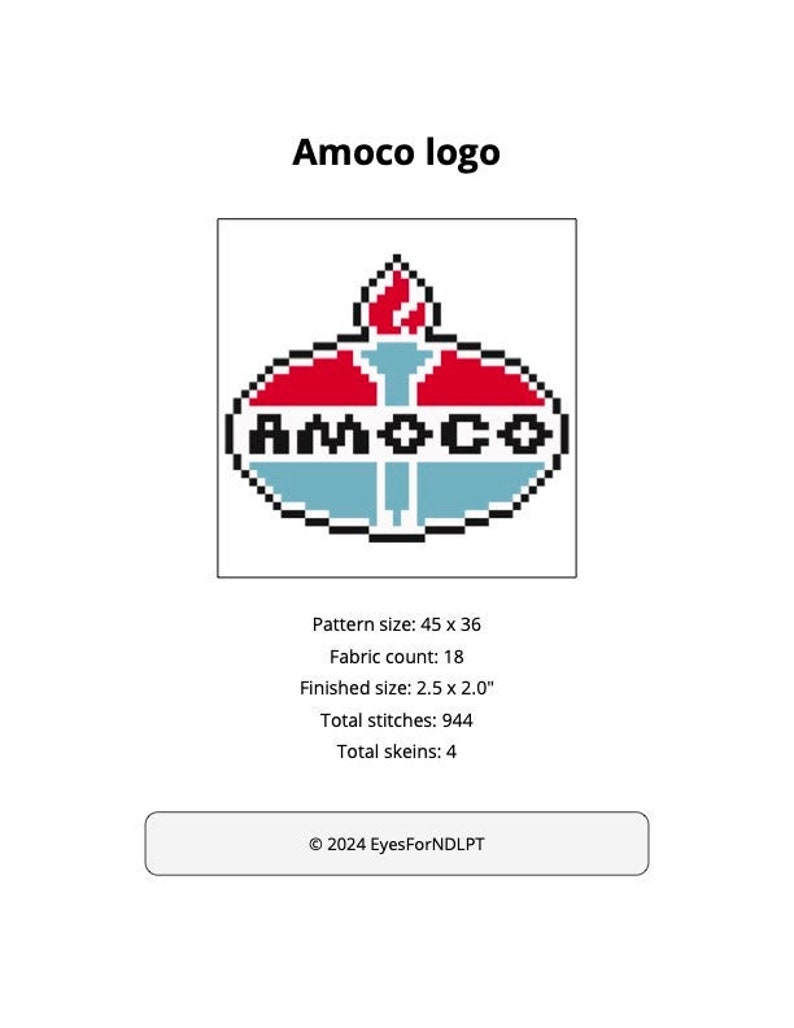 Defunct Gas Station Sign Amoco Needlepoint Chart Digital Download - Etsy