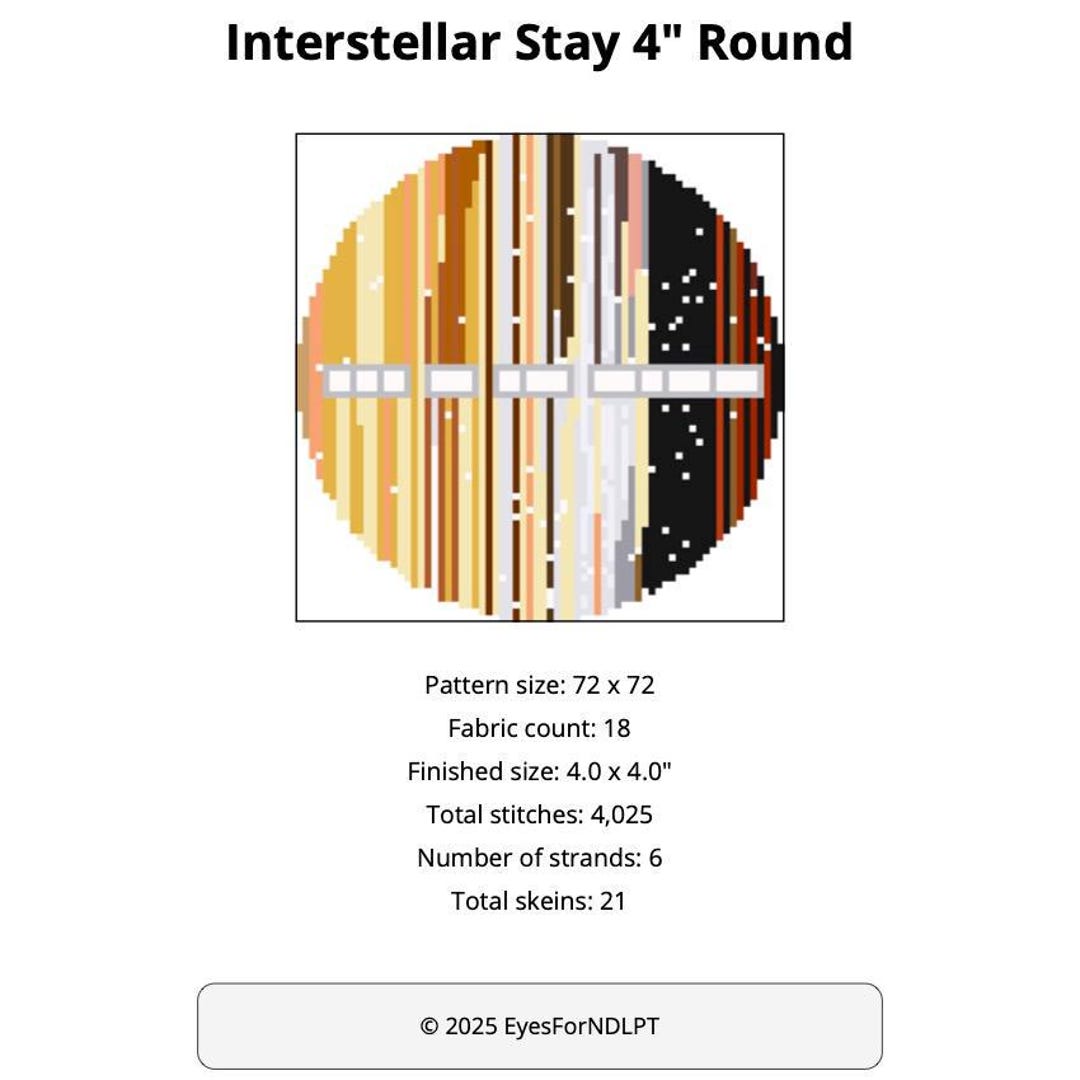 Interstellar Morse Code STAY 4" Round Needlepoint Cross Stitch Chart ...