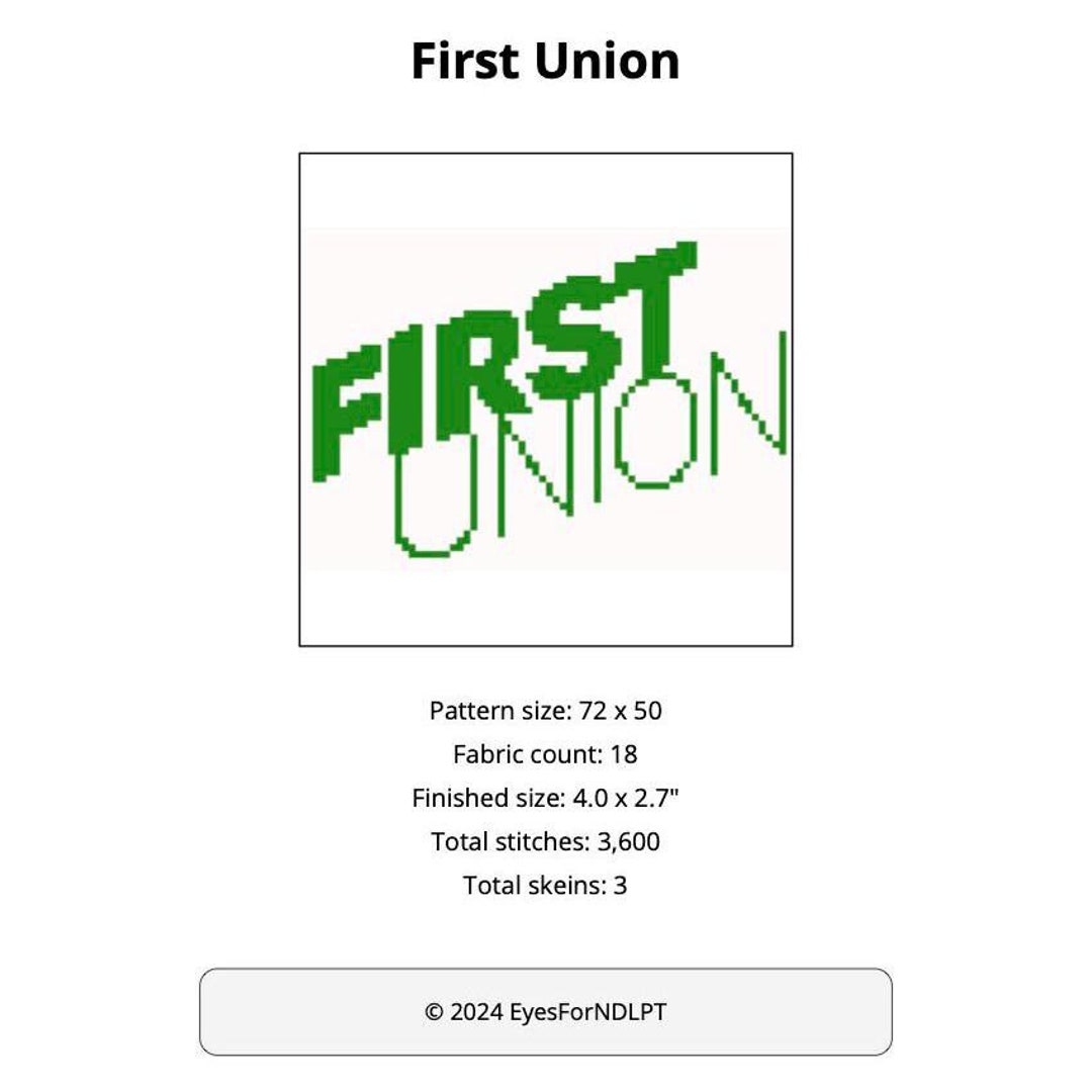 Defunct Bank Sign First Union Needlepoint Chart Digital Download - Etsy