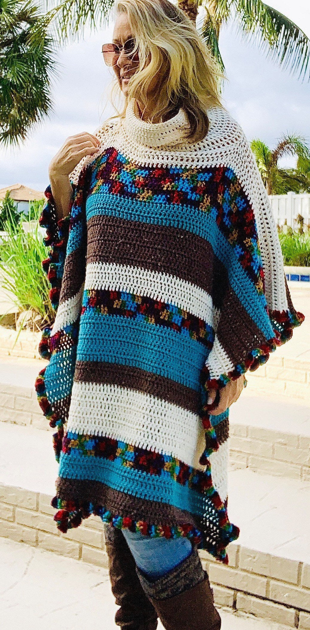 Easy Crochet Pattern Hippie Poncho Pattern Poncho Crochet | Etsy