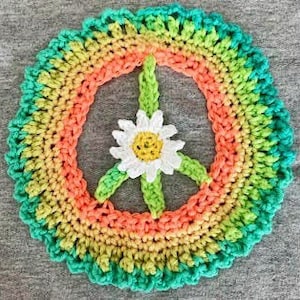 Peace Sign Crochet Applique Pattern: Hippie Style (PDF Pattern) - Etsy