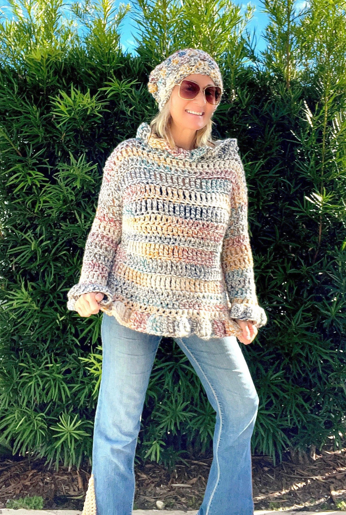 Crochet Sweater Pattern Boho Ruffles Sweater Womens Crochet | Etsy