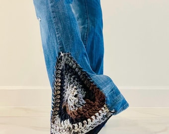 Embroidered Bellbottom Jeans | Embellished Jeans | Upcycled Jeans ...
