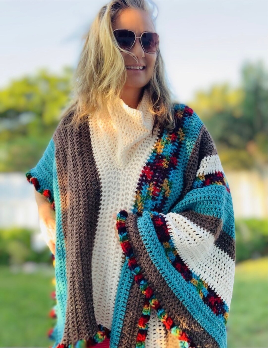 Easy Crochet Poncho Pattern: LM Free Spirit Boho Blanket (PDF Pattern ...