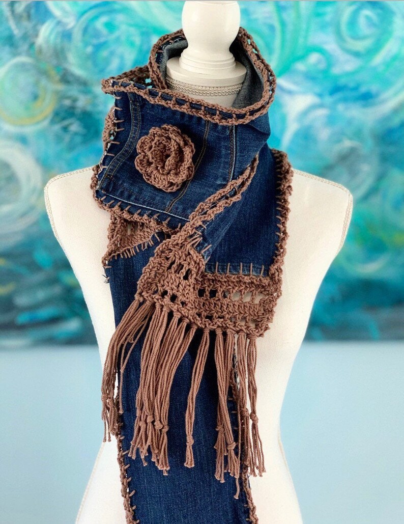 Boho Scarf Bohemian Scarf Denim Scarf Denim Accessories | Etsy