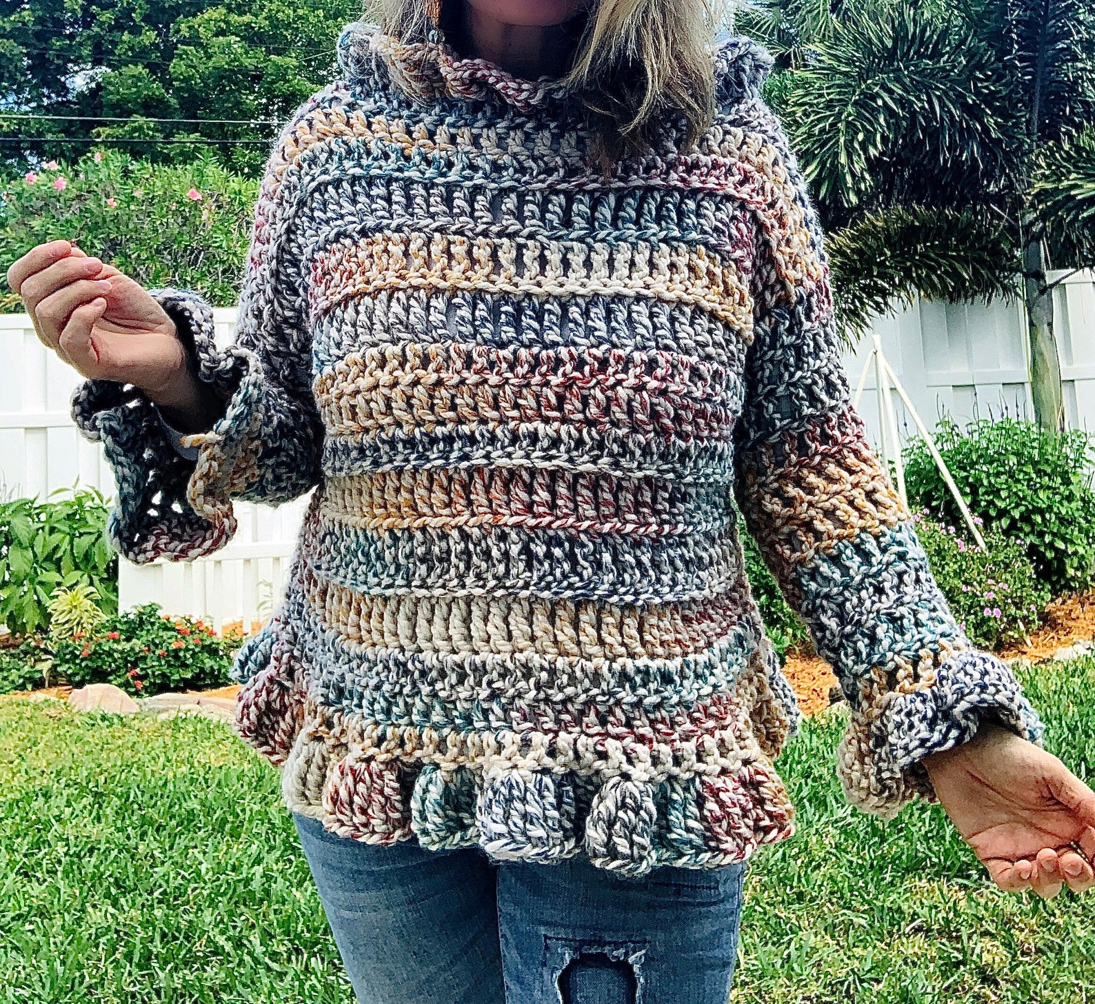 Crochet Sweater Pattern Boho Ruffles Sweater Womens Crochet | Etsy