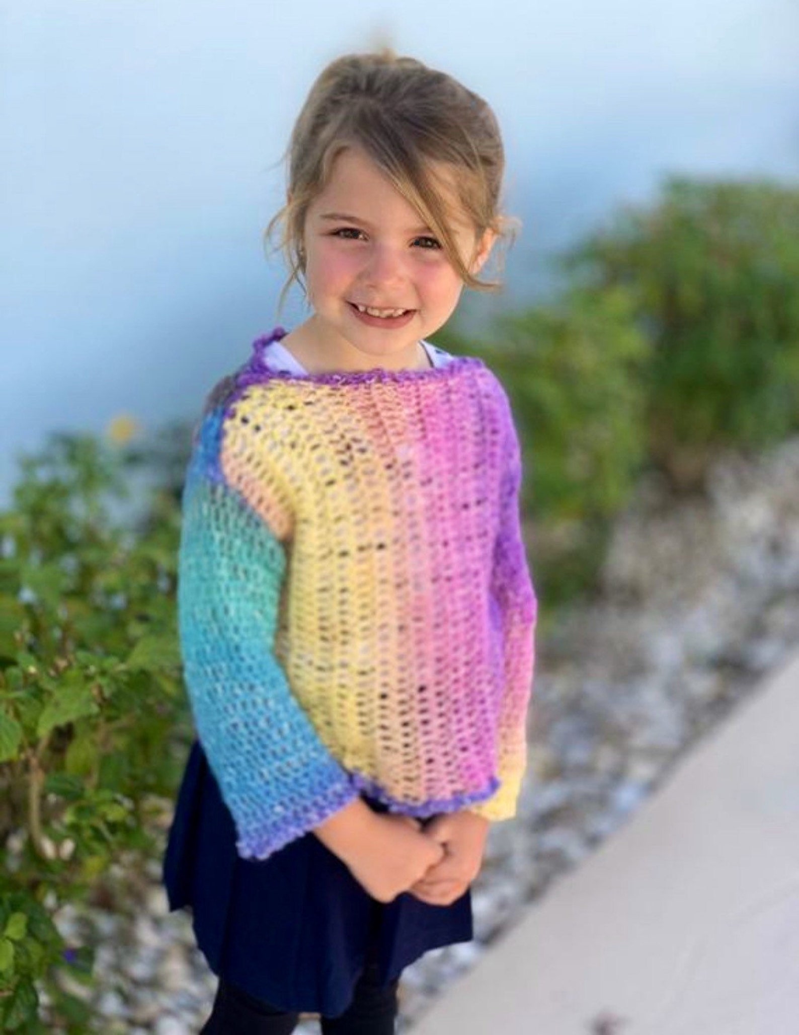 Girls Crochet Sweater Pattern Rainbow Sweater Pattern | Etsy