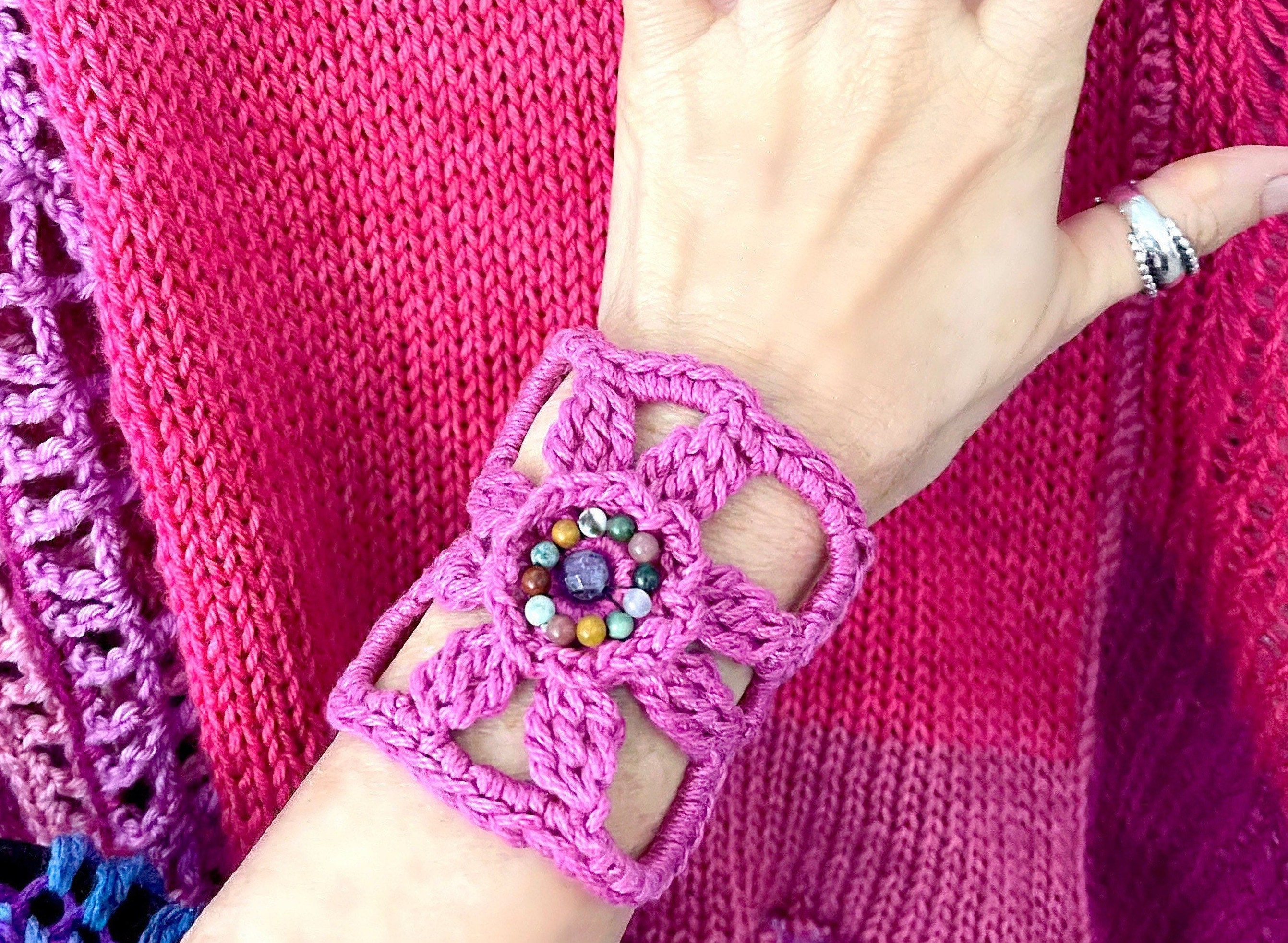 Flower Cuff Bracelet Pattern Crochet Flower Bracelet Crochet - Etsy