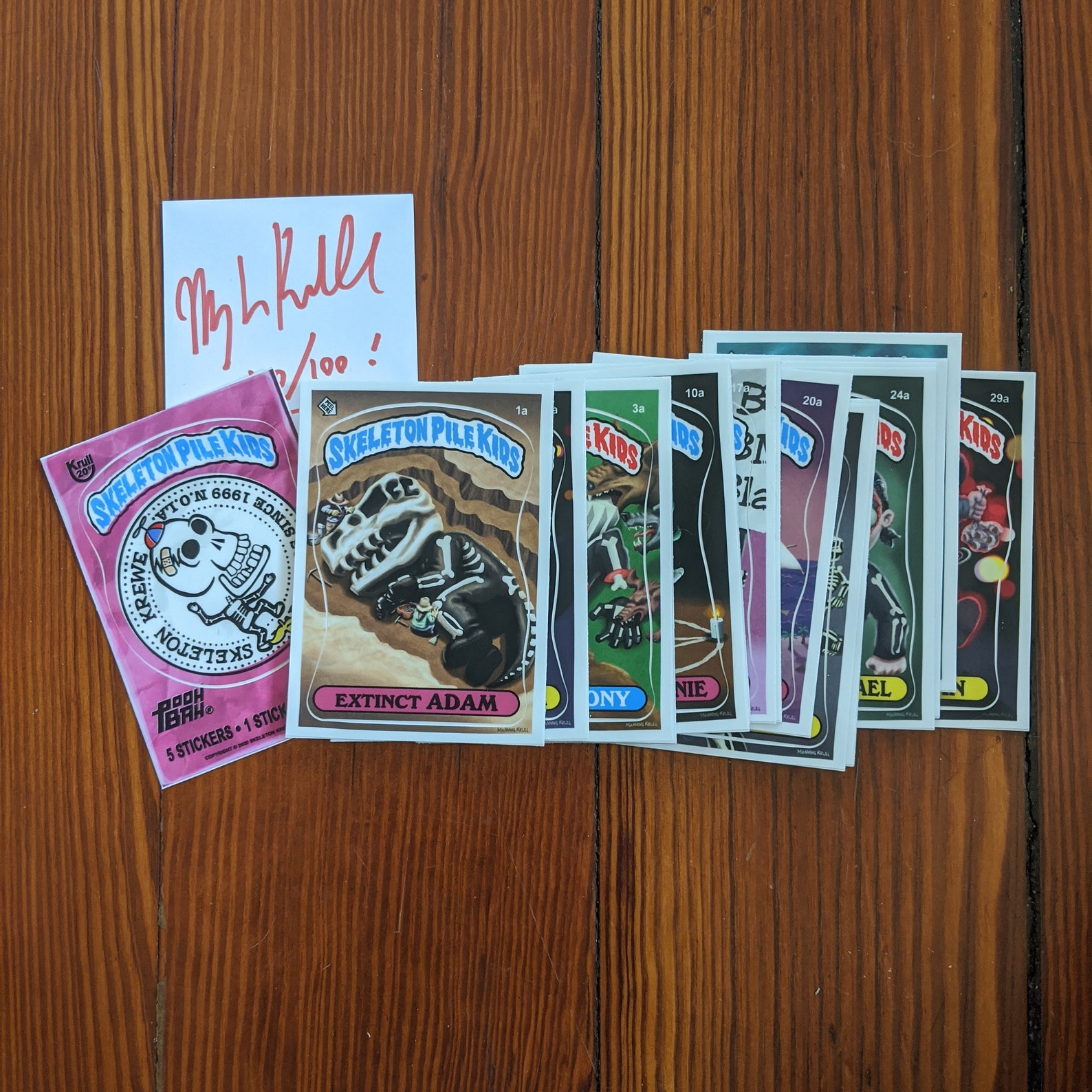 Skeleton Pile Kids Sticker Set Mardi Gras Garbage Pail Kids GPK ...