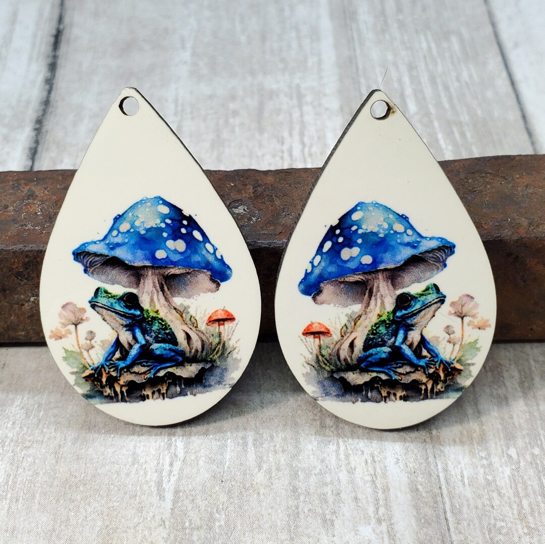 Watercolor Frog Toad, Mushroom Toadstool Fantasy, Sublimated Wood ...