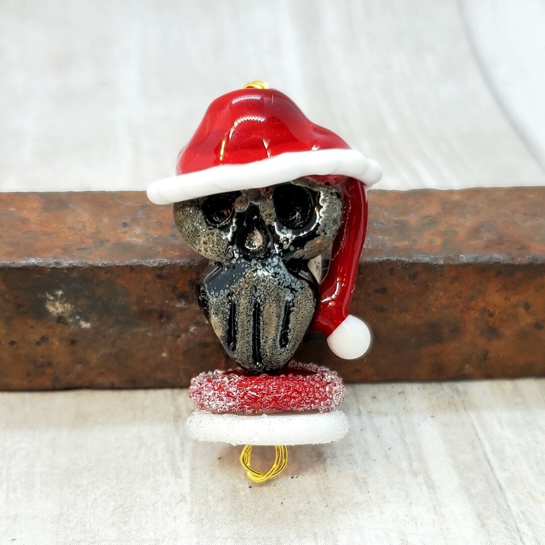 Lampwork Aged Santa Skull, Skeleton Stack, Rustic Disks, Jewelry ...