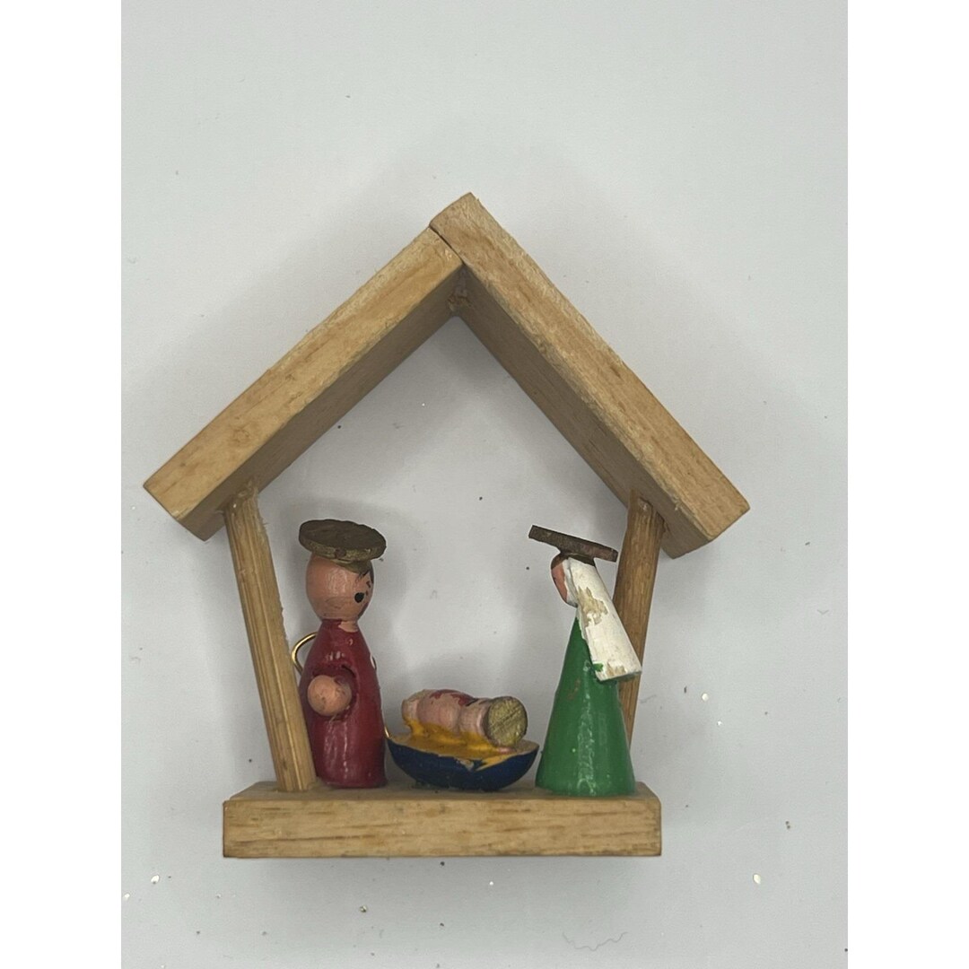 Vintage German Wooden Nativity Ornament Mini Crèche Erzgebirge 2.5" - Etsy