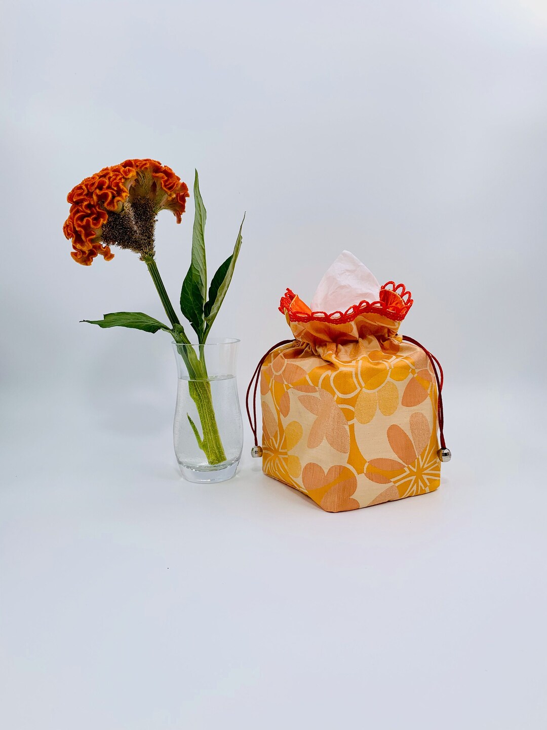 Tissue Box Cover, Orange Tissue Box Cover, Fabric Box Cover, Tissue Box ...