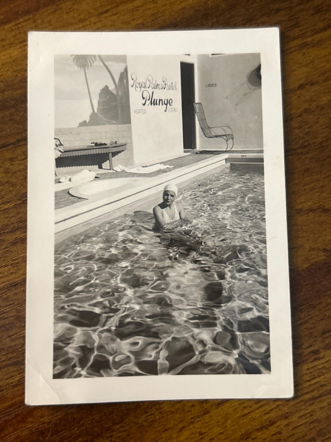 1930s Vintage Black & White Pretty Lady Swimming Pool Royal Palm Hotel ...