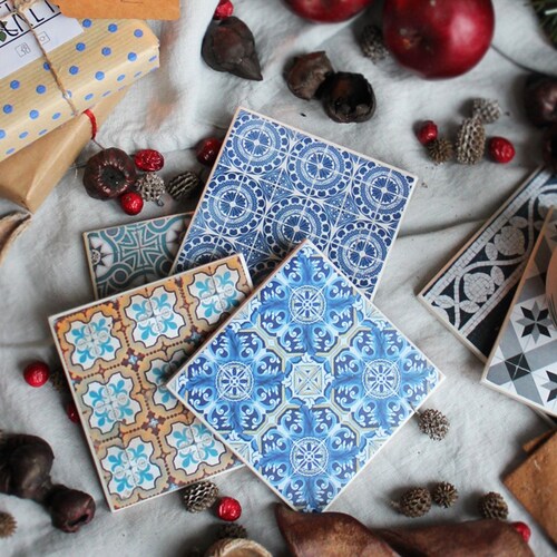 Set of 4 Tile Coasters Xmas Gift Make Your Own Set - Etsy