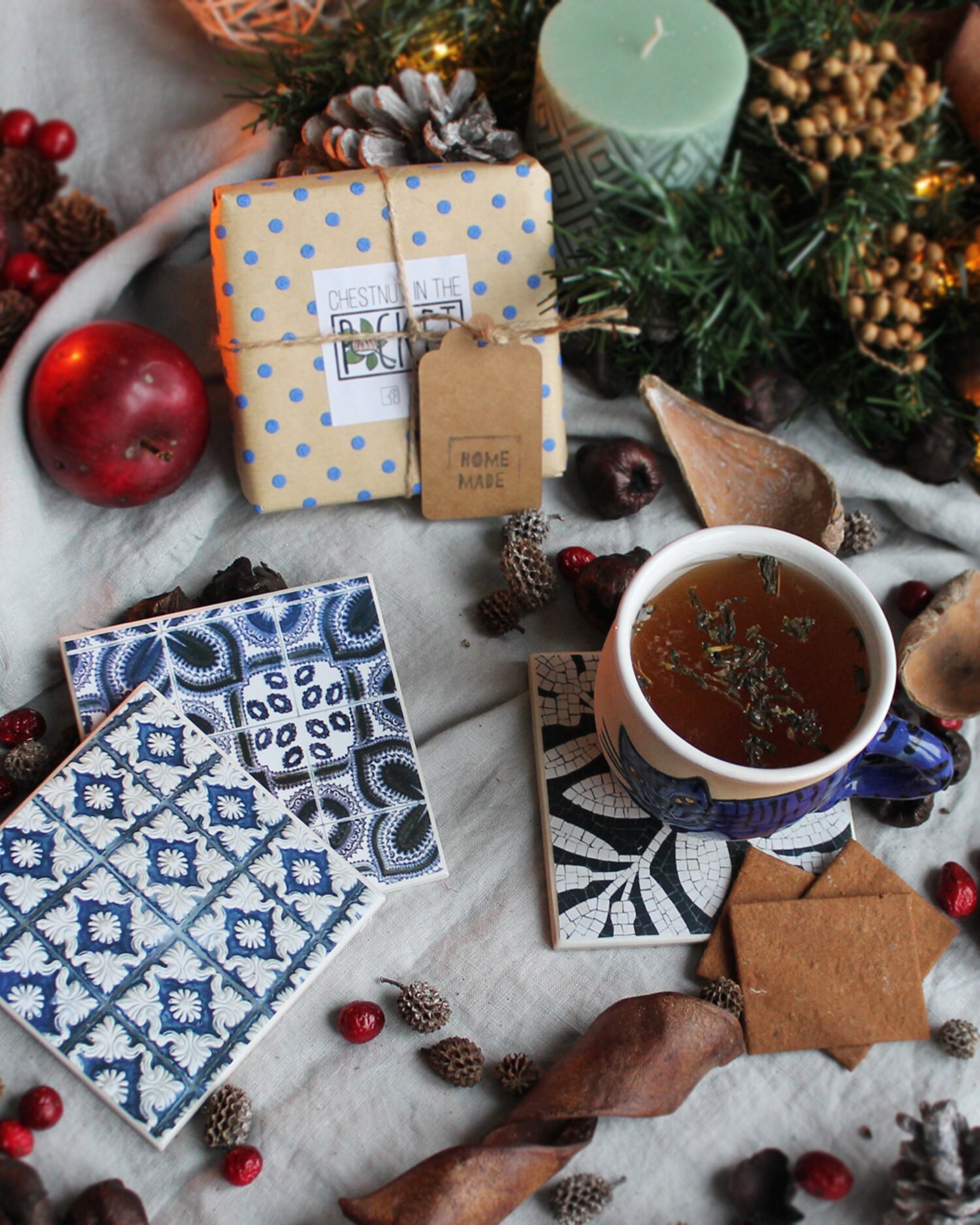 Set of 4 Tile Coasters Xmas Gift Make Your Own Set | Etsy